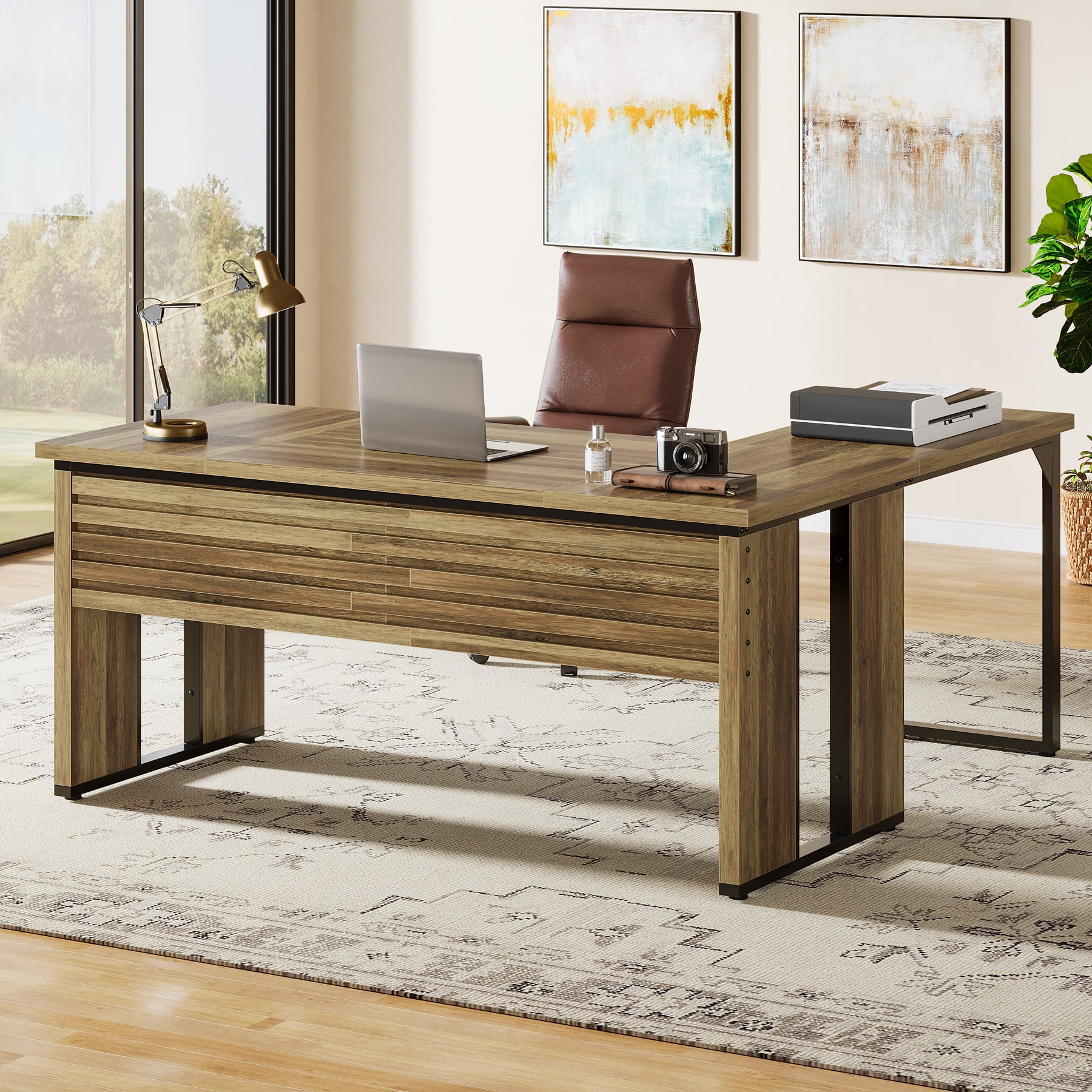 Tribesigns 63" L-Shaped Executive Desk, Modern Corner Work Table ...