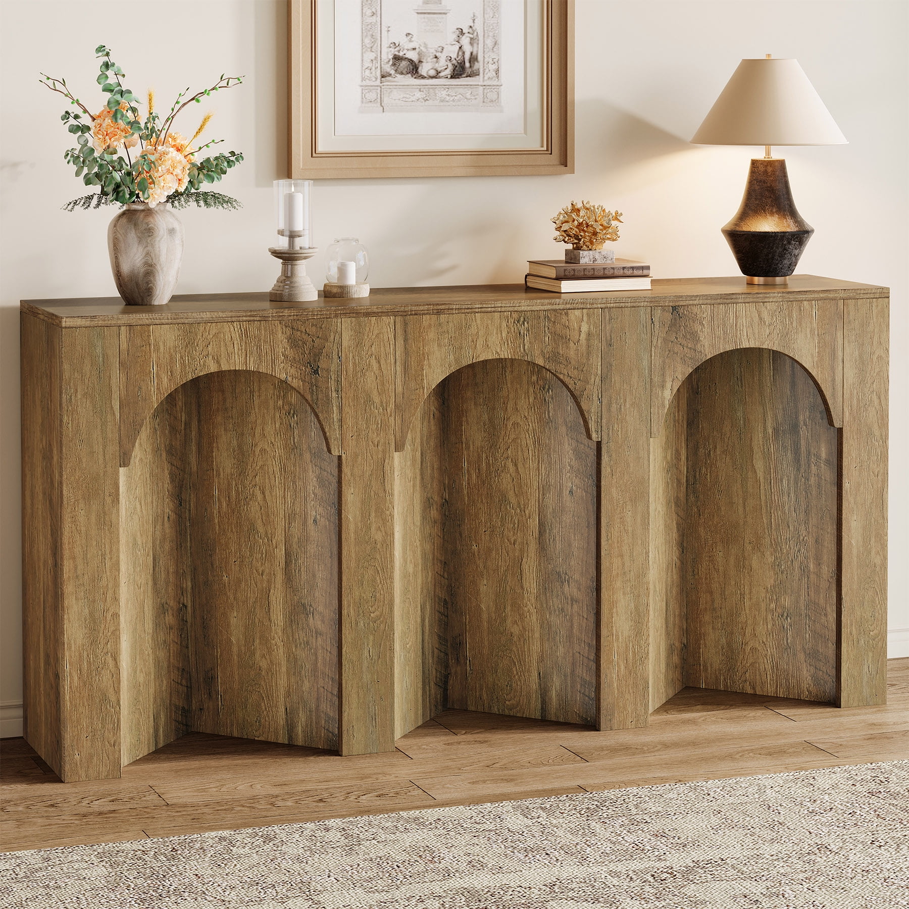 Tribesigns 63" Long Sofa Console Table, Farmhouse Entryway Table for ...