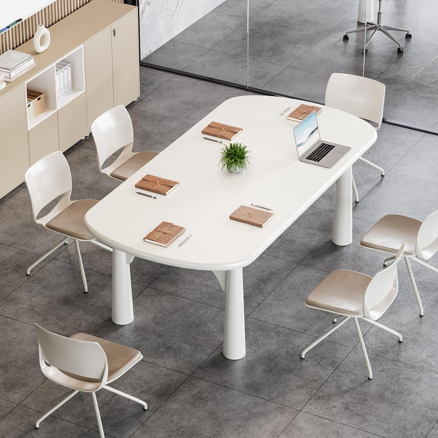 Tribesigns 63" Oval Conference Table, Large Meeting Table with Solid ...