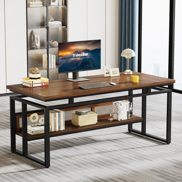 Tribesigns 63 in. Executive Desk, Large Computer Office Desk with ...