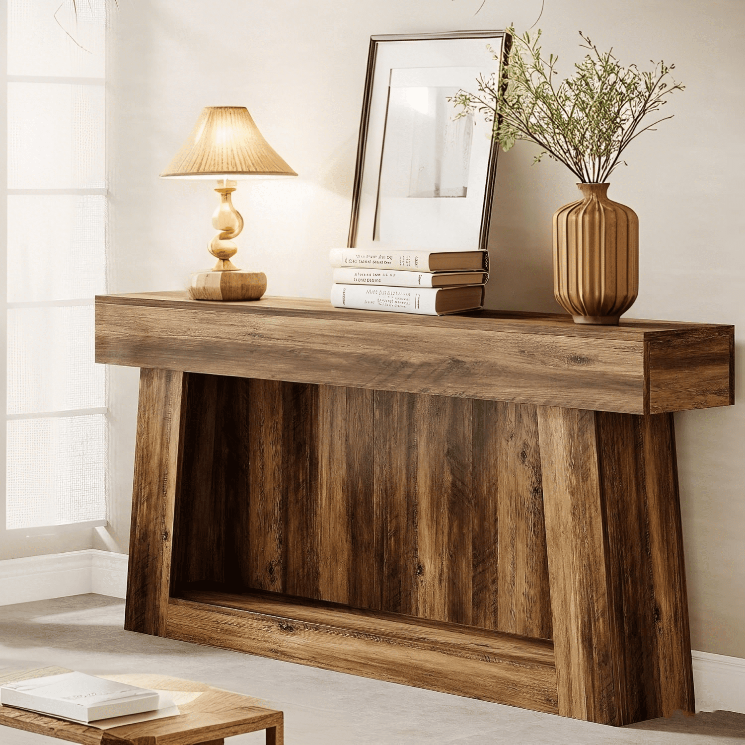 Tribesigns 63 in Farmhouse Console Table, 2-Tier Long Console Station ...