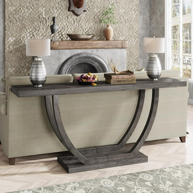 Tribesigns 63in Rustic Console Table, Narrow Entryway Storage, 2-Tier ...