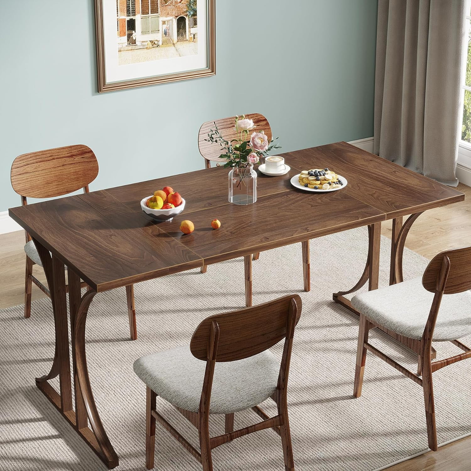 Tribesigns 63 inch Dining Table for 4 to 6 People, Rustic Rectangular ...