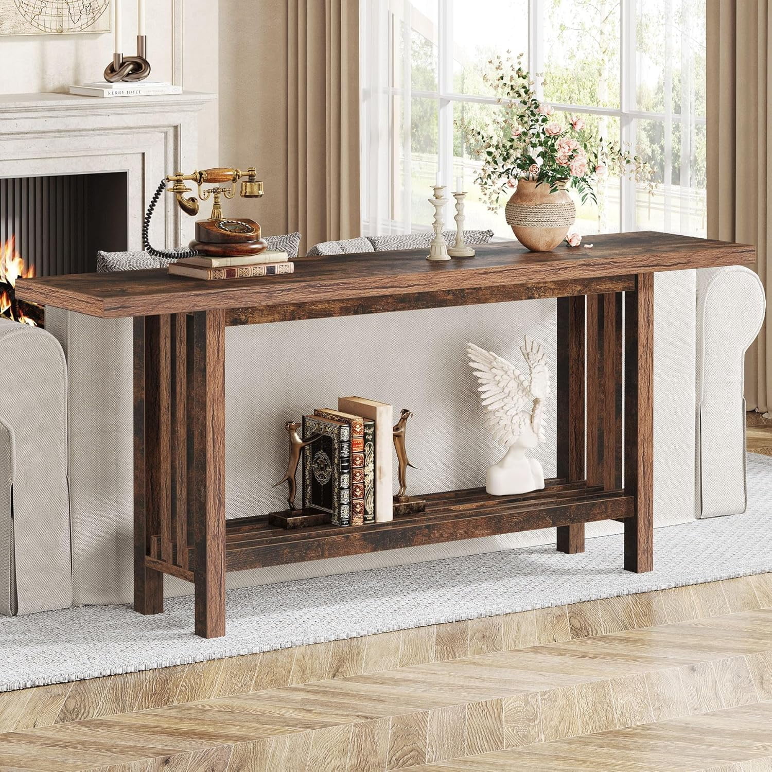 Tribesigns 66.9-Inch Sofa Table, Farmhouse Console Table with Storage ...