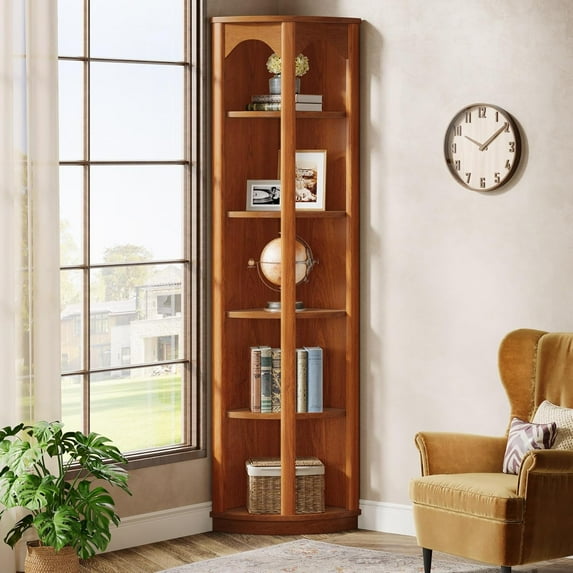 Finmind 67" Corner Shelf, 5-Tier Tall Narrow Storage Rack for Living ...