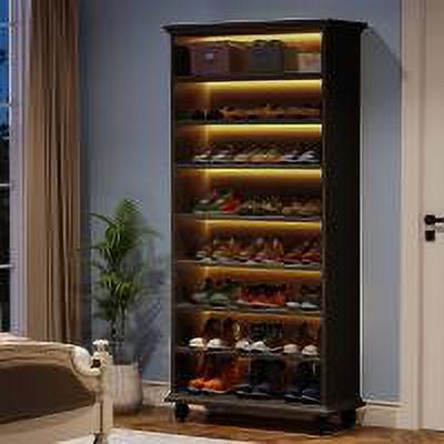 Tribesigns 68.9-Inch Tall Shoe Cabinet with LED Lighting, 9-Tier 30 ...