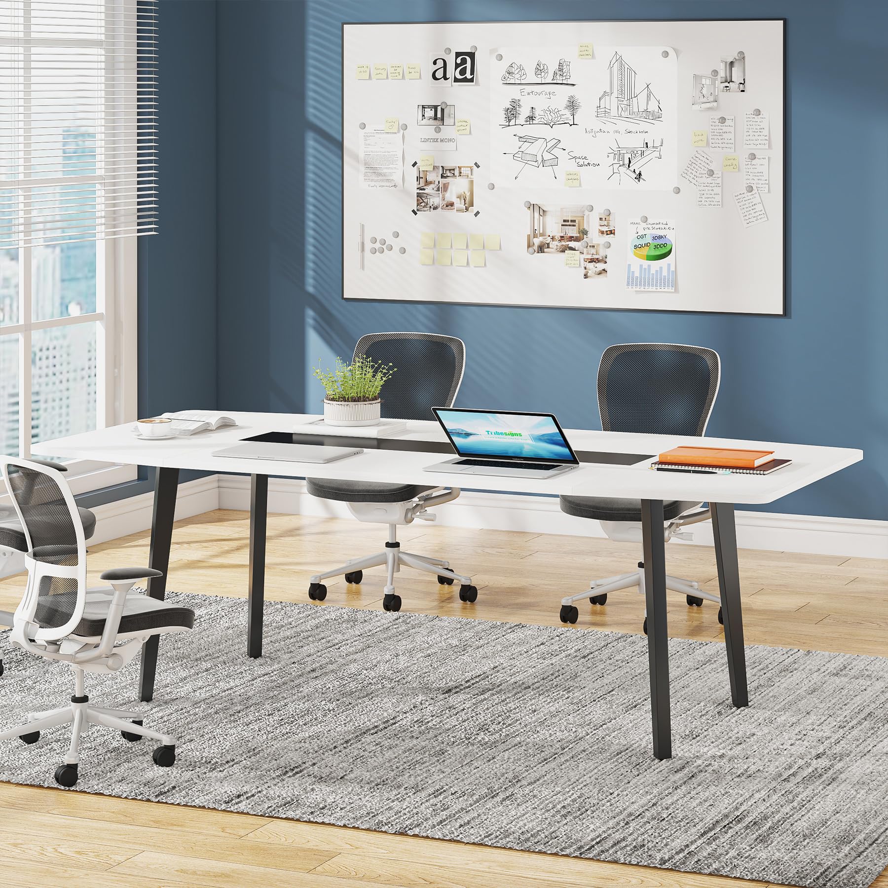 Tribesigns 6FT Conference Table, 70.8L x 35.4W x 29.5H inches Boat ...