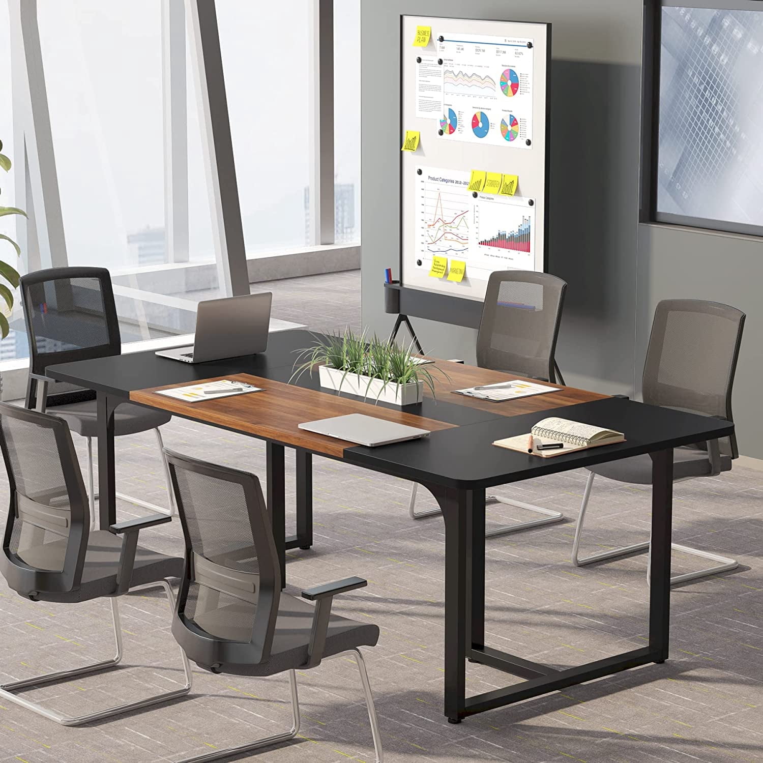 Tribesigns 6FT Executive Conference Table: Office Meeting Desk, Metal ...
