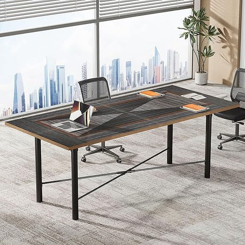 Tribesigns 6FT Conference Table, Rectangle Meeting Table with Two-Tone ...