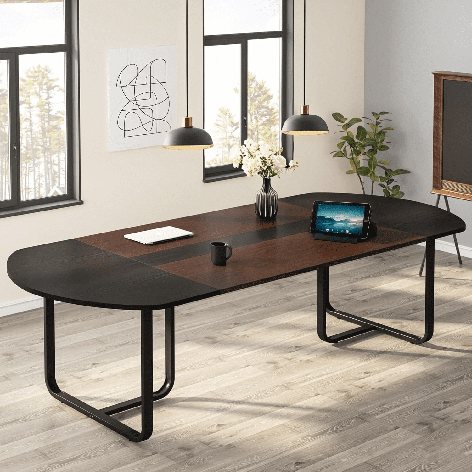 Tribesigns 6FT Oval Conference Table, 70.86 Inches Finish Curved ...