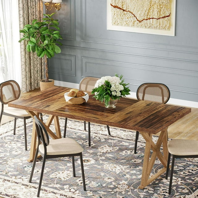 Tribesigns 6ft Wooden Dining Table for 8 People, 71 in Rectangular ...