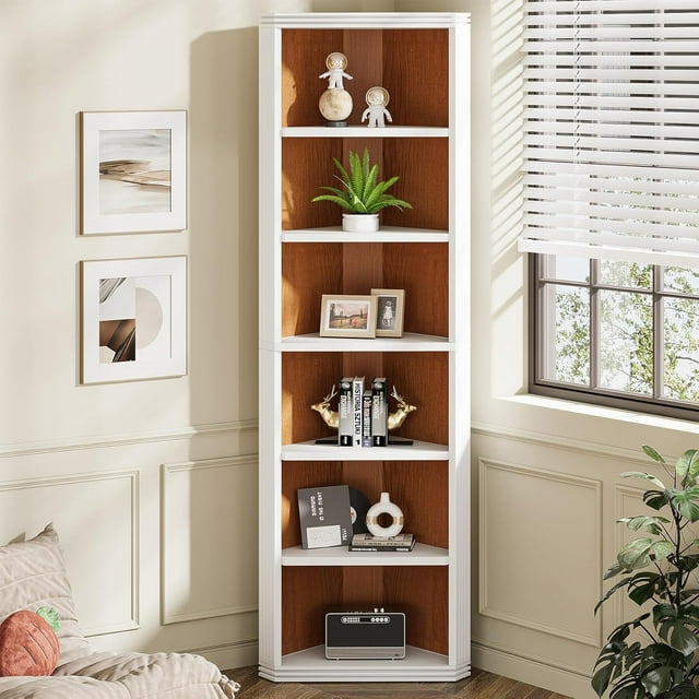 Tribesigns 7-Tier Corner Shelf, 70.87" Tall Corner Bookshelf, Modern ...