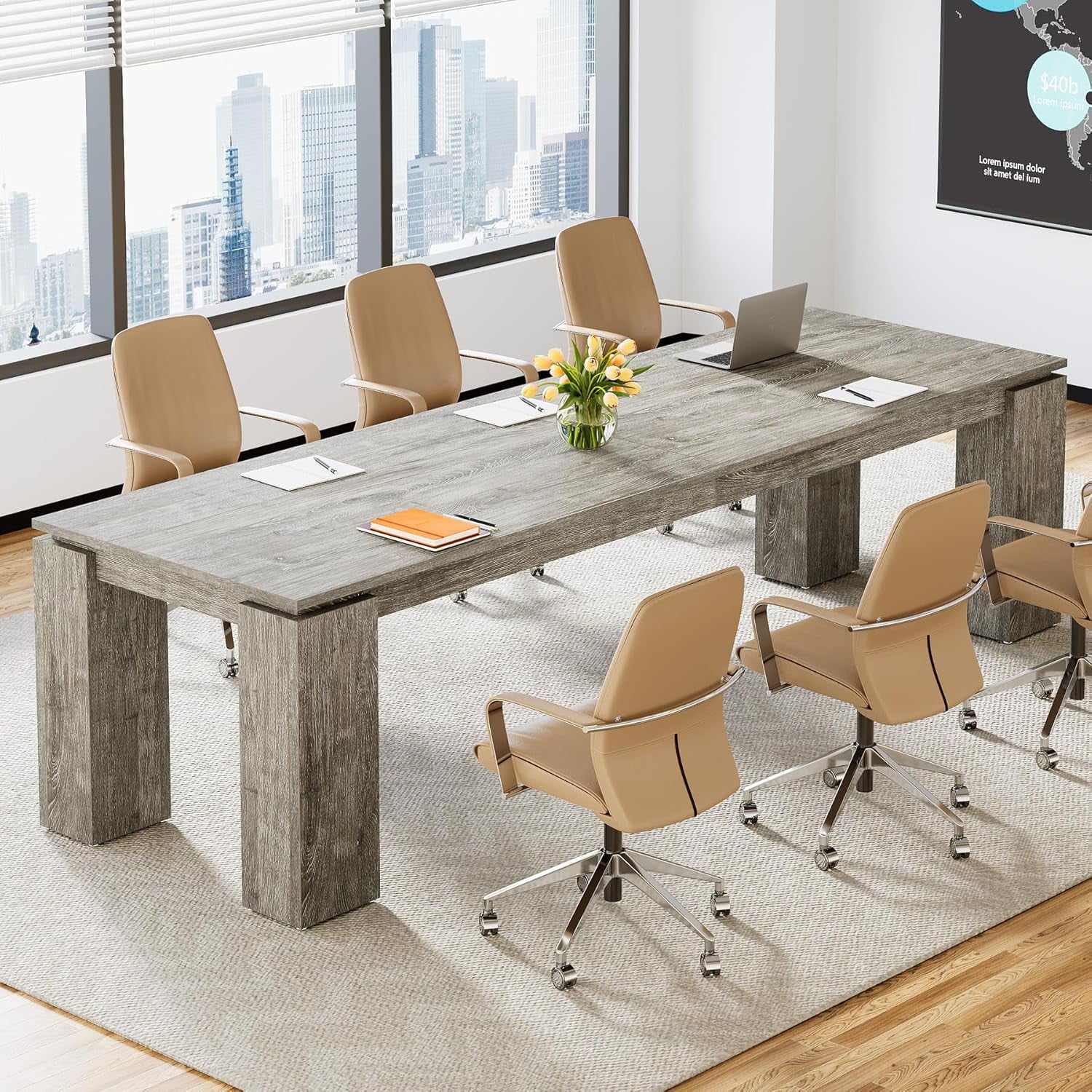 Tribesigns 7 ft Extra Long Conference Table, 86-Inch Office Meeting ...