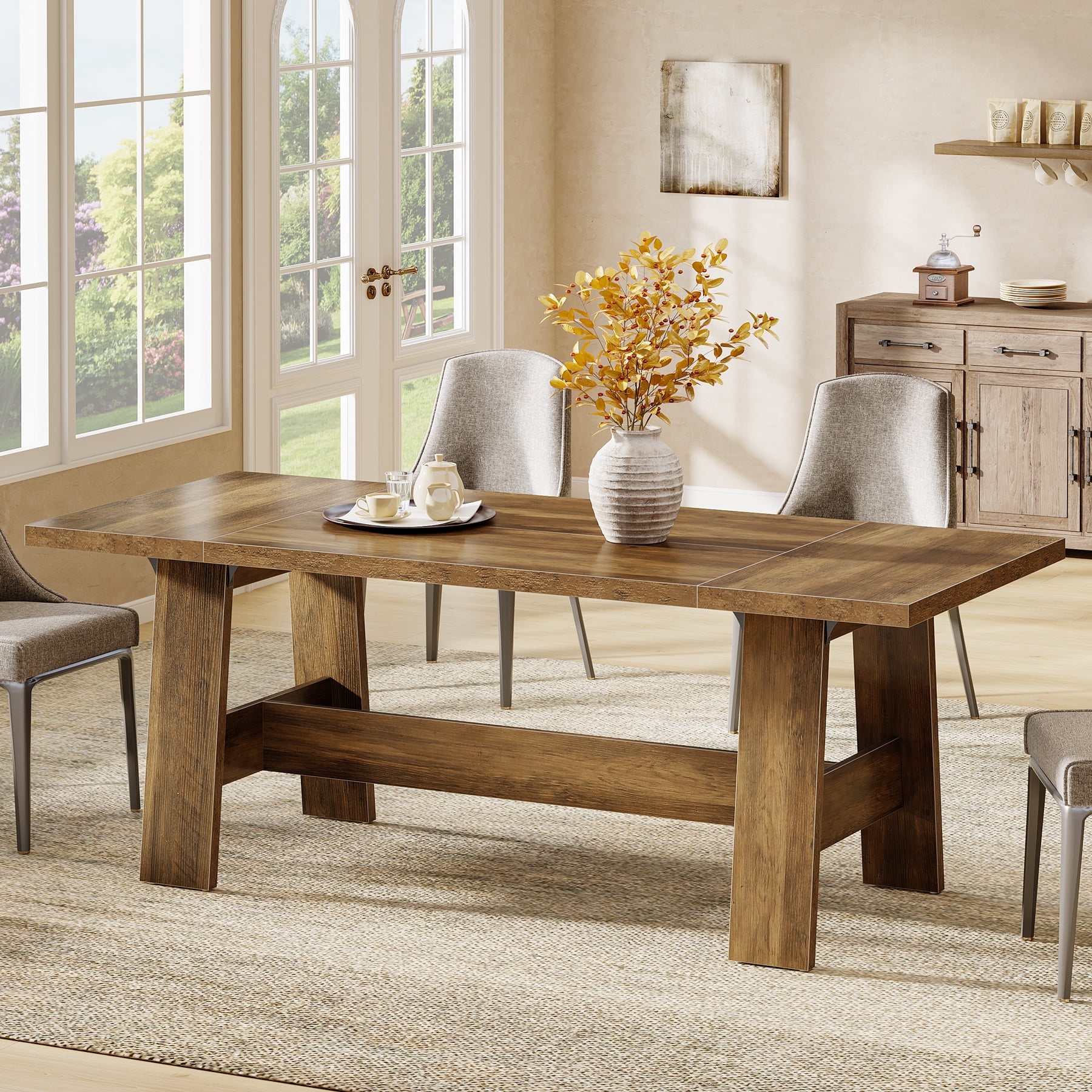 Tribesigns 70.47-Inch Large Dining Table for 6-8, Farmhouse Kitchen ...