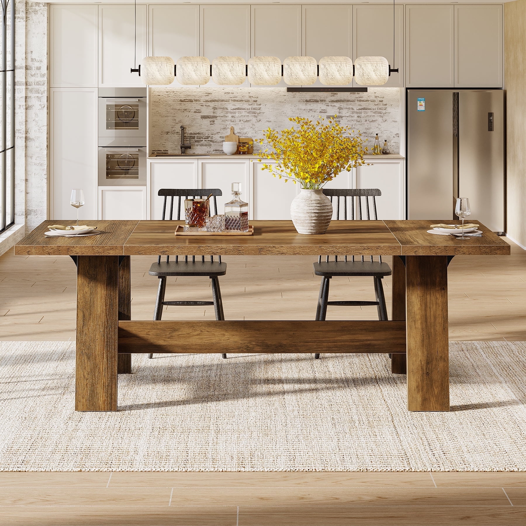 Tribesigns 70.5 Inch Dining Table Seats 4-6 People, Rectangle Farmhouse ...