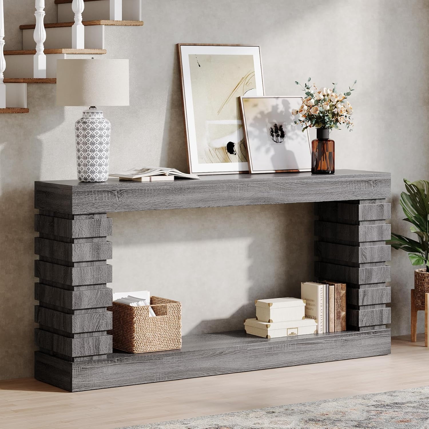 Tribesigns 70.8-Inch Long Console Table, Wood Entryway Table with ...