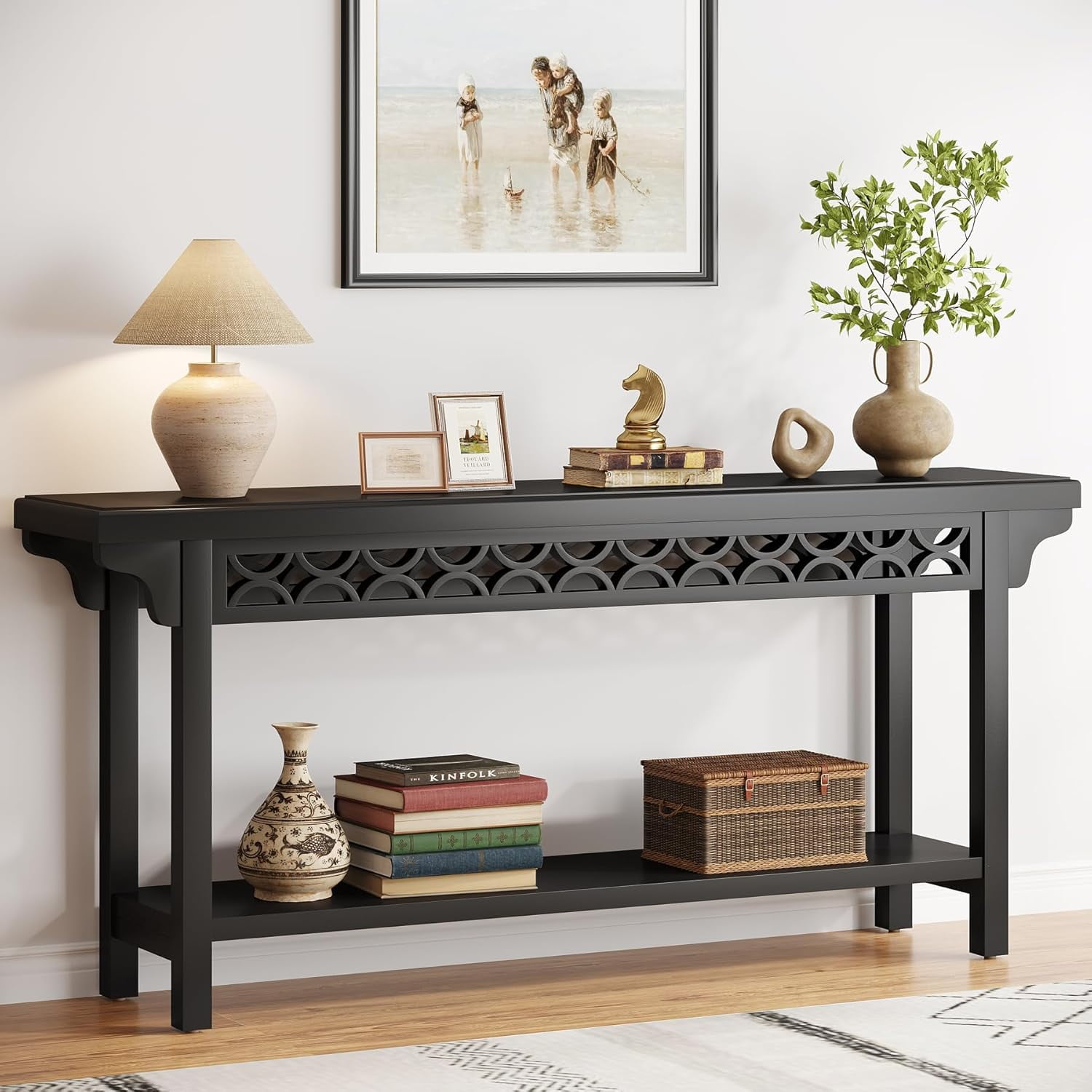 Tribesigns 70.8-Inch Solid Wood Long Console Table, Farmhouse Entryway ...