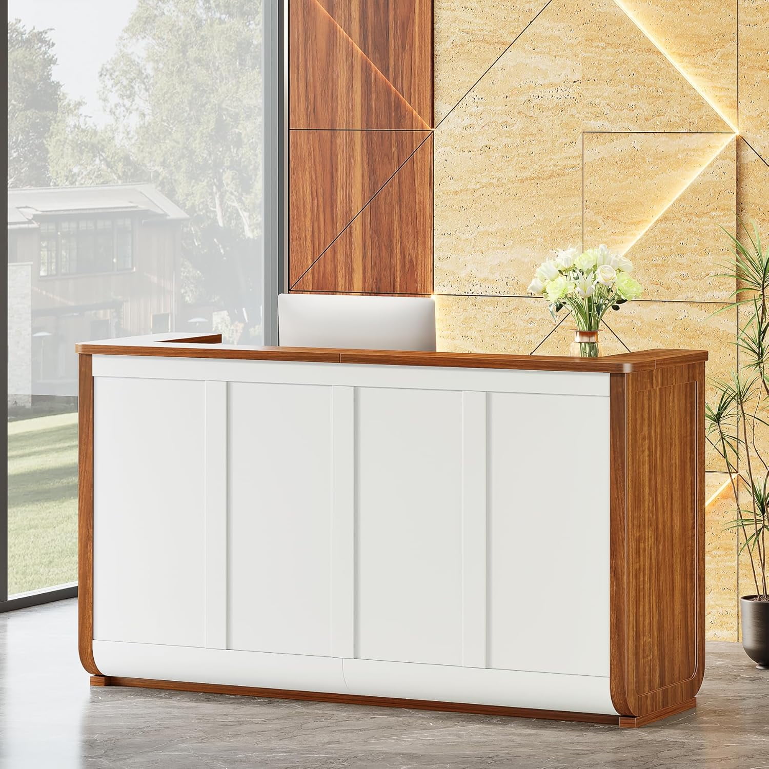 Tribesigns 70.8 Inches Reception Desk with Counter, Modern Large Front ...