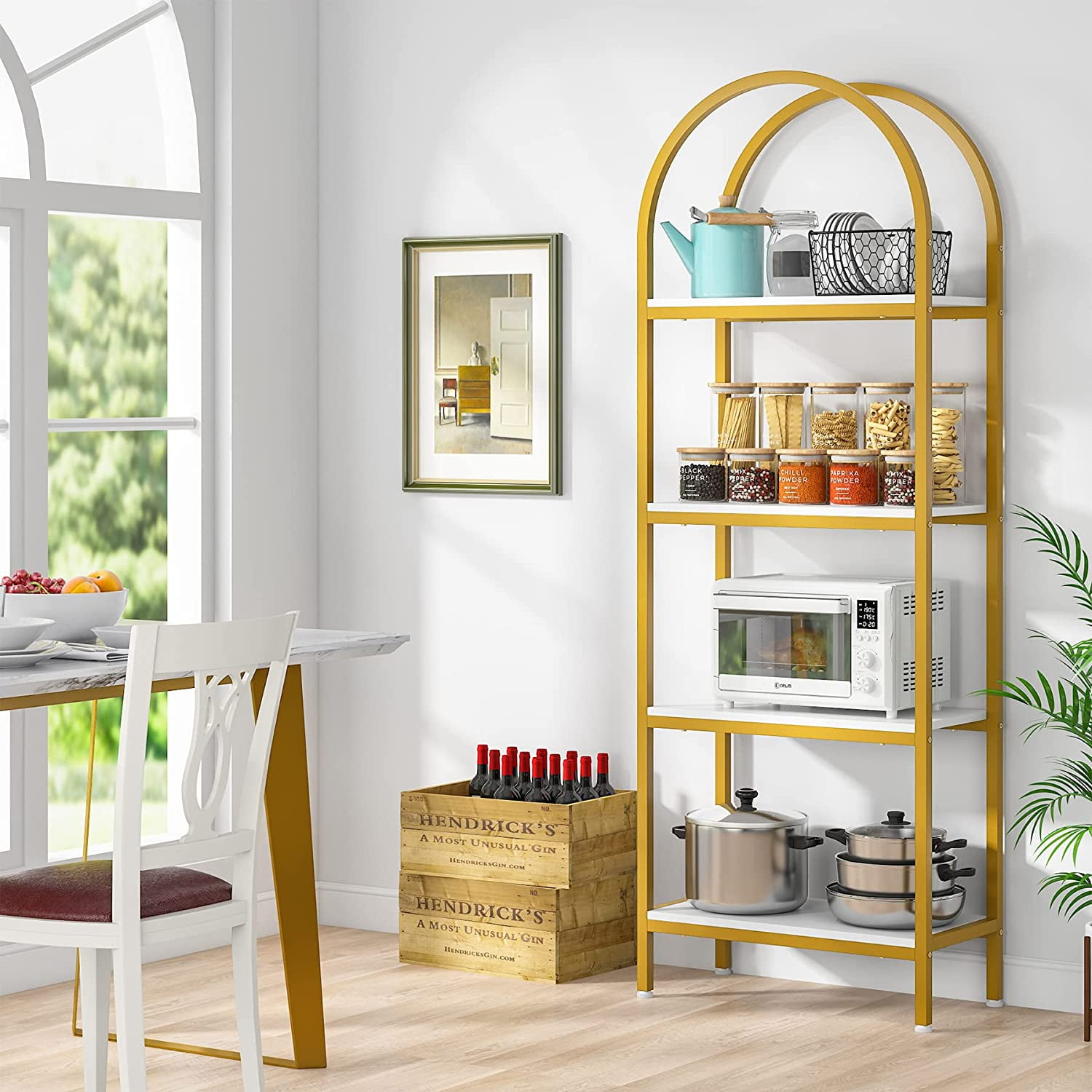 Tribesigns 70.8" Modern Wood Bookcase Storage Shelves with Metal Frame ...