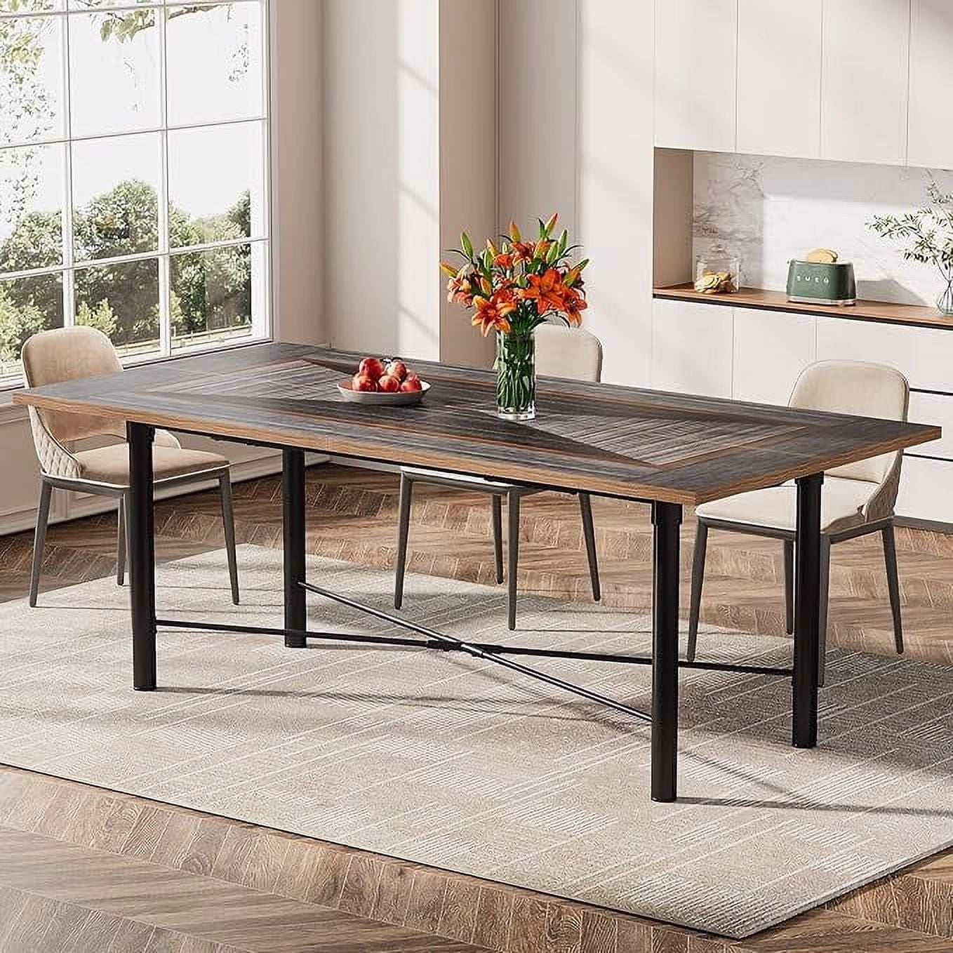 Tribesigns 70.8-inch Rectangle Kitchen Table, Modern Wood Dinner Table ...