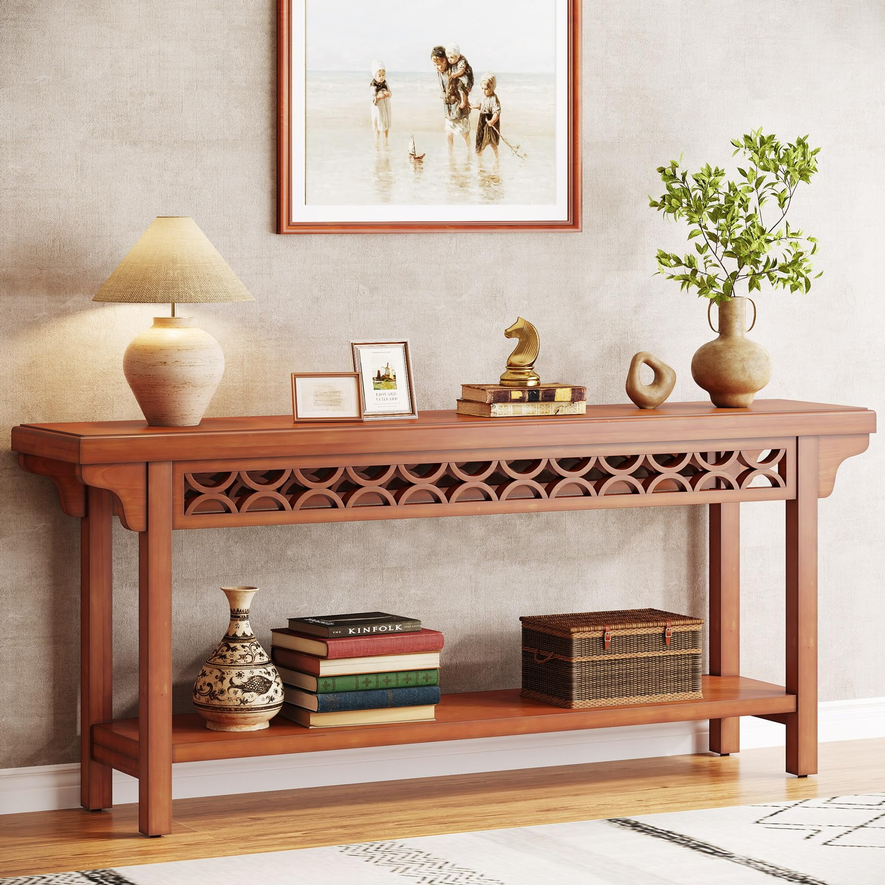 Tribesigns 70.8 inch Solid Wood Long Console Table, Farmhouse Entryway ...