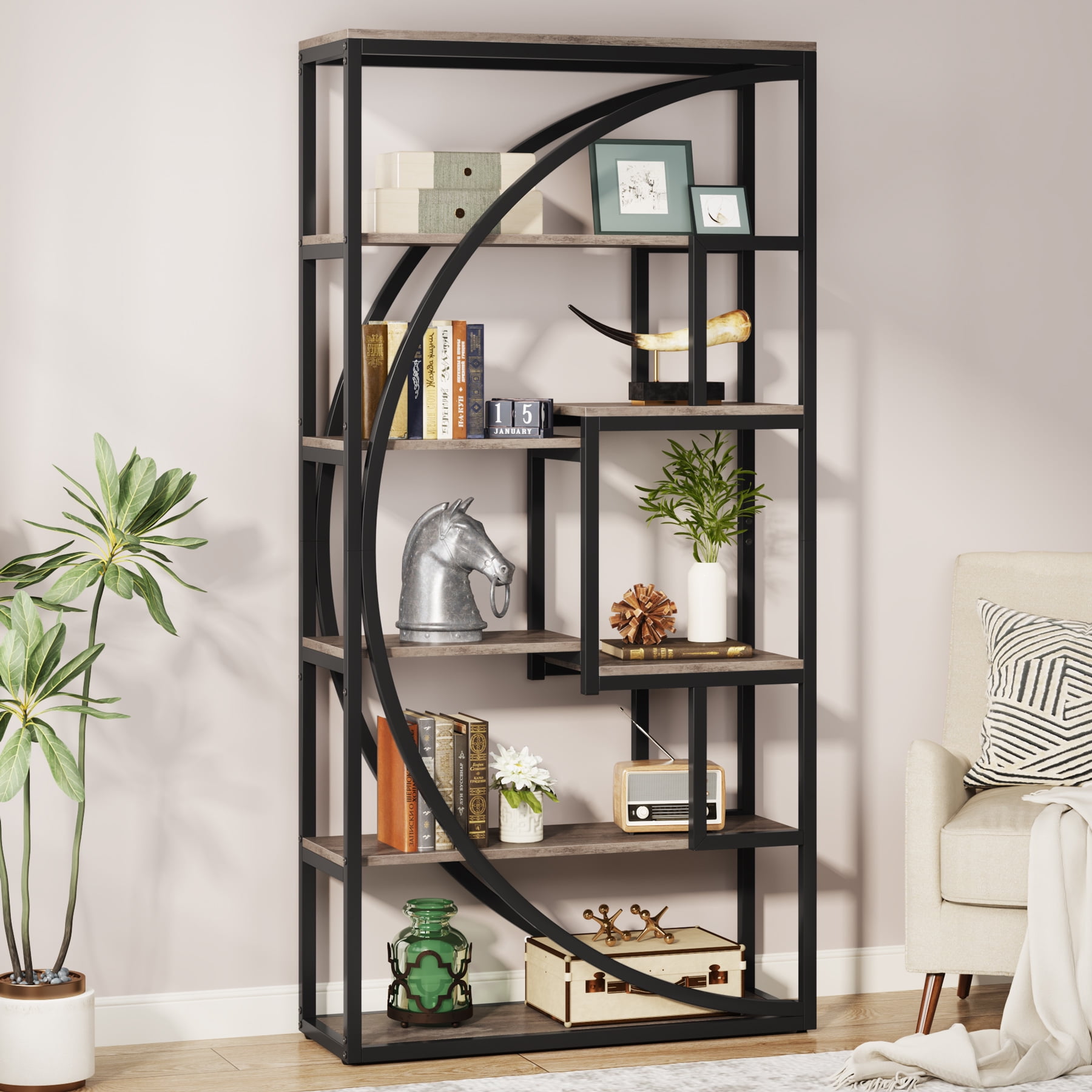 Tribesigns 70.8 inch Tall Bookshelf, 5-Tier Etagere Bookcase, Modern ...