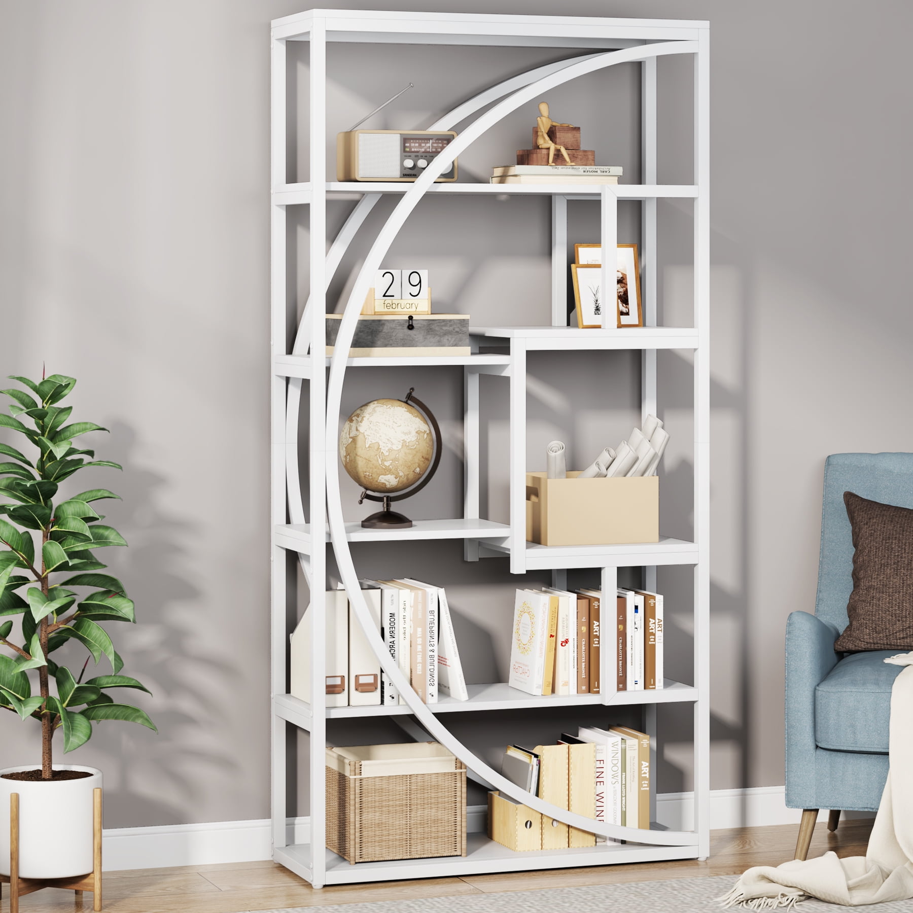 Tribesigns 70.8 inch Tall Bookshelf, 5-Tier Etagere Bookcase, Modern ...
