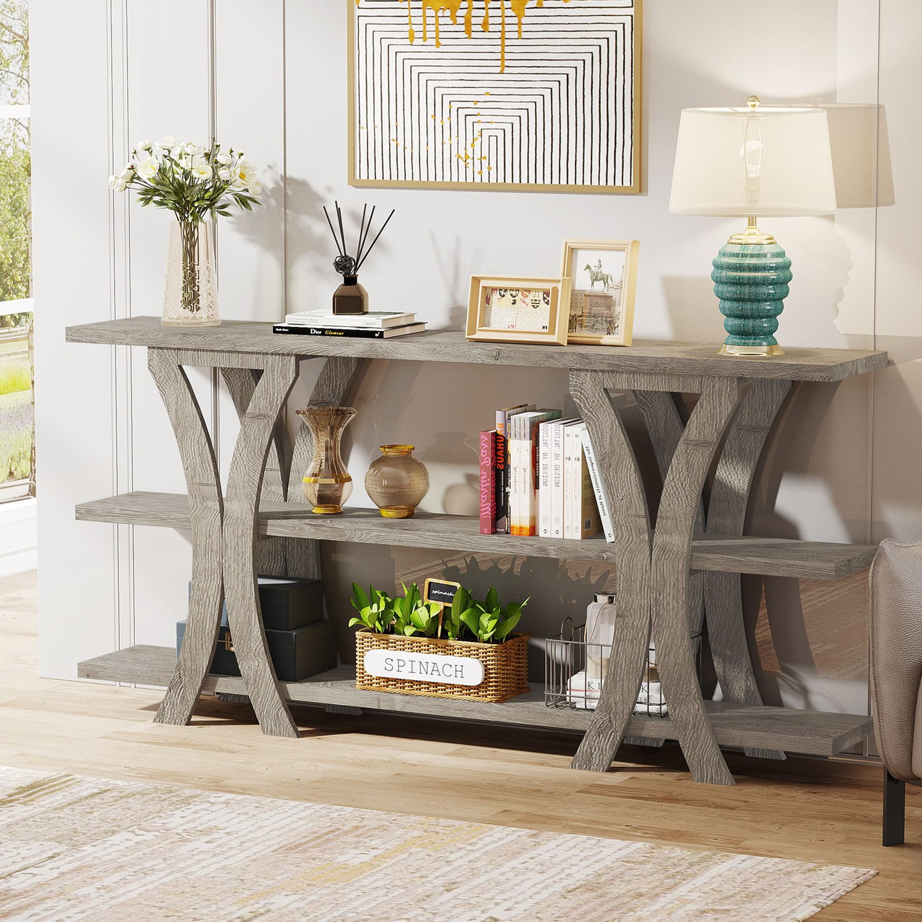 Tribesigns 70.8 inch Wood Console Table, Long Sofa Table Entryway Table ...