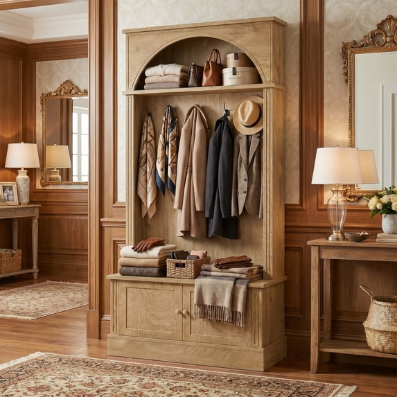 Fnova 70.87" Hall Tree with Storage Bench, 4-in-1 Design Bench with ...