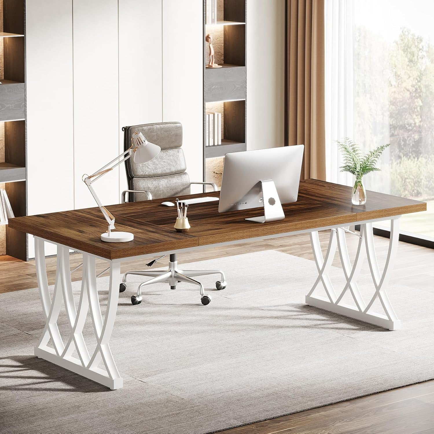 Tribesigns 70.86-Inch Executive Desk, Large Home Office Desk Computer ...