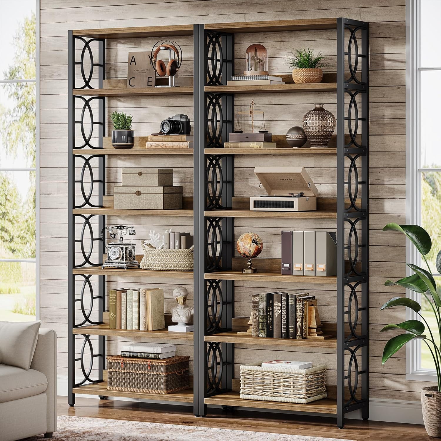 Tribesigns 70.86-Inch Tall Bookshelf, Industrial 6-Tier Bookshelf with ...