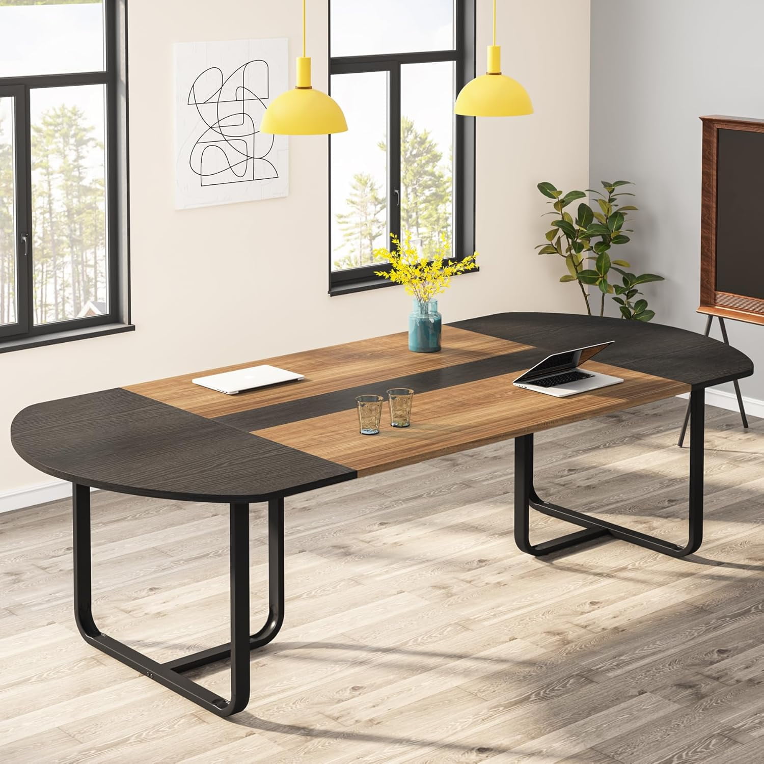 Tribesigns 70.86 Inches 6FT Oval Conference Table, Two-tone Finish ...