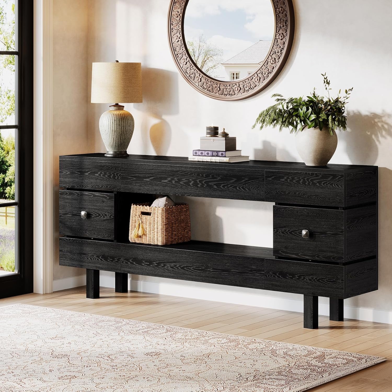 Tribesigns 70.87" Console Table with Storage Drawers, 2-Tier Entryway ...