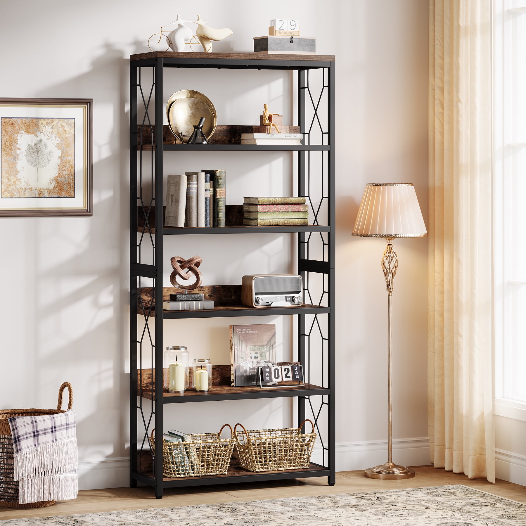 Tribesigns 70.87-Inch Bookshelf, 5-Tier Open Bookcase and Bookshelves ...