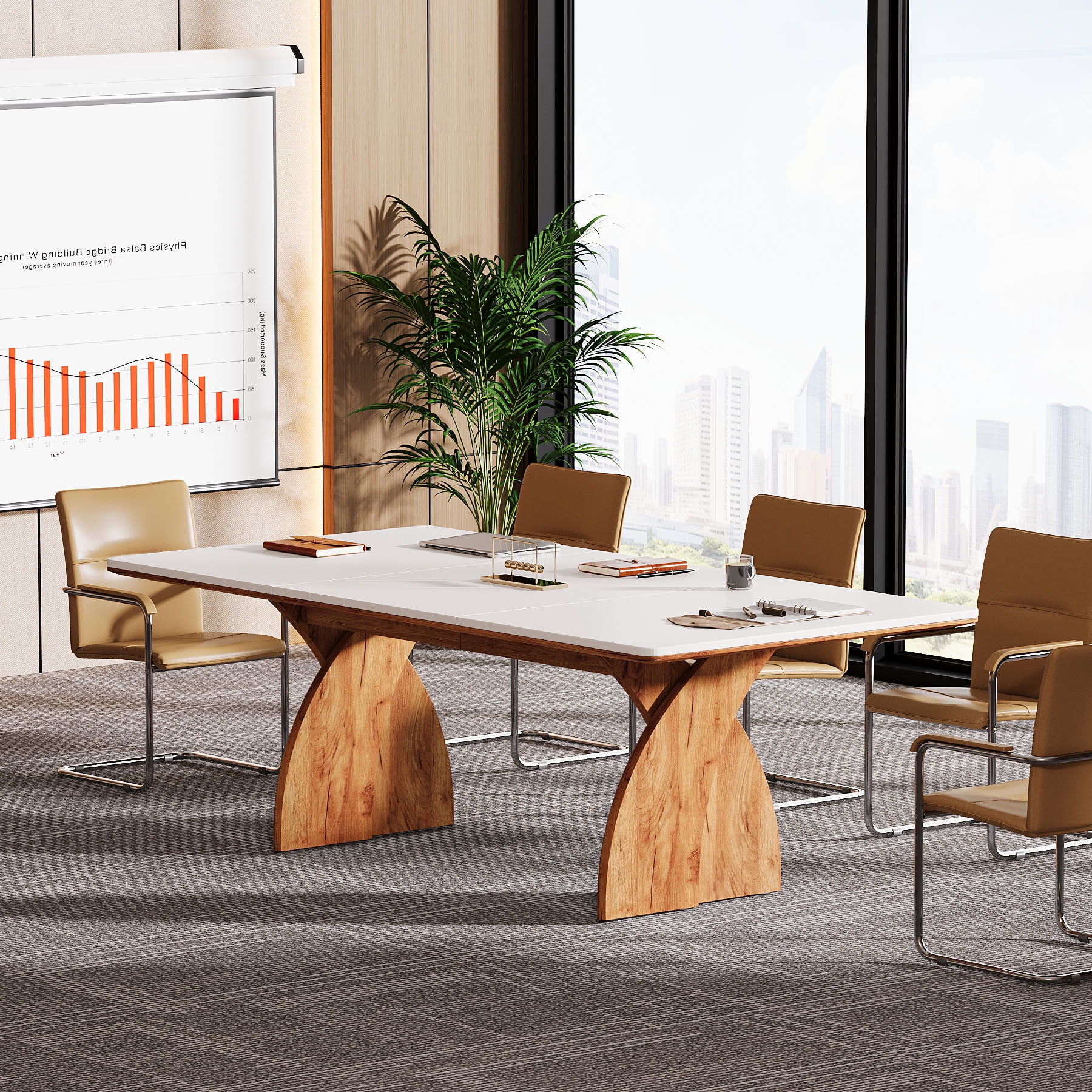 Tribesigns 70.87-Inch Conference Table for 6-8 People, 6 ft Meeting ...