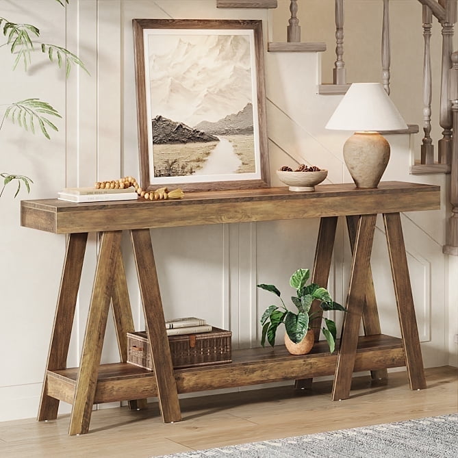 Tribesigns 70.87 Inch Farmhouse Console Table, 2-Tier Rectangular ...