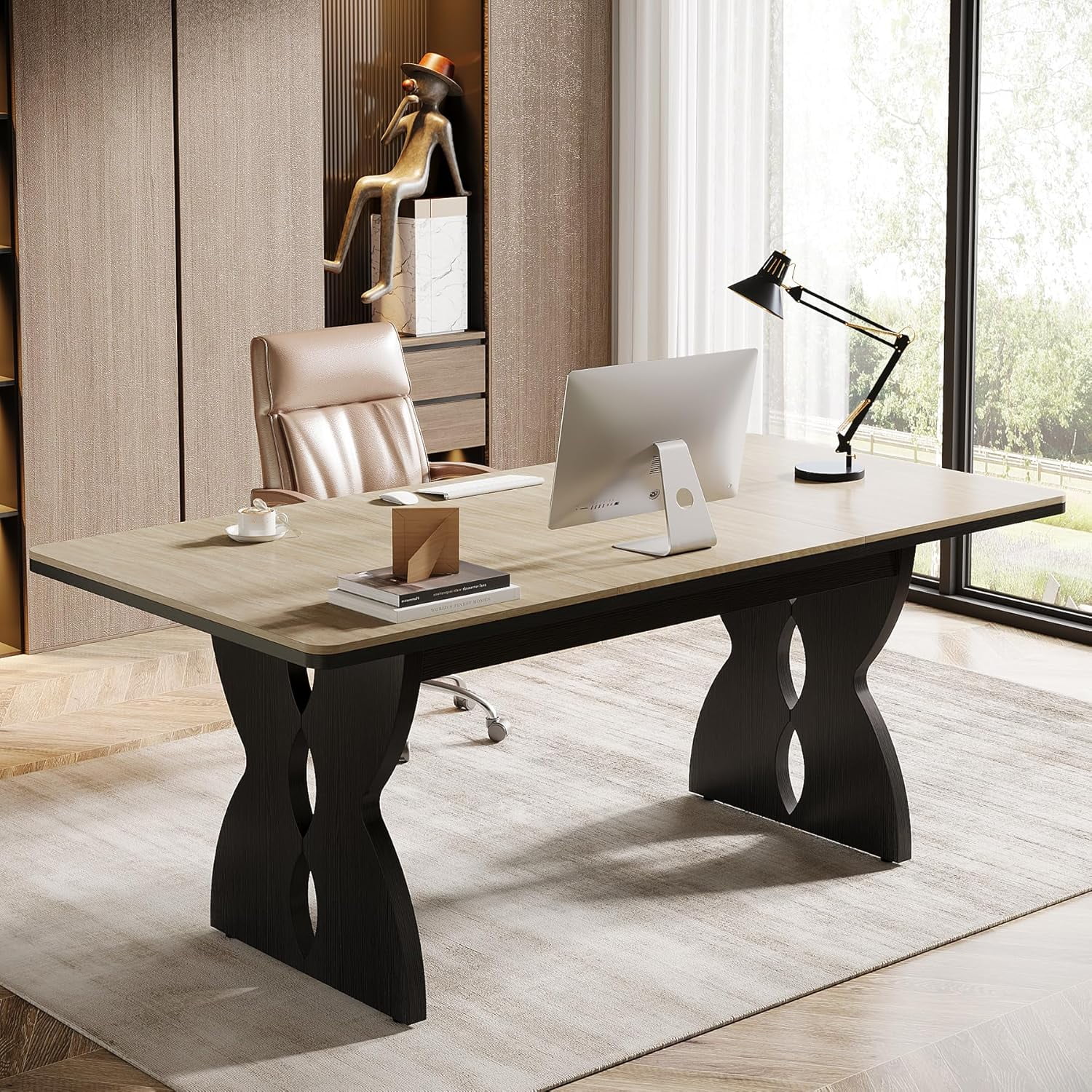 Tribesigns 70.87-Inch Large Executive Office Desk, Modern Long Work ...