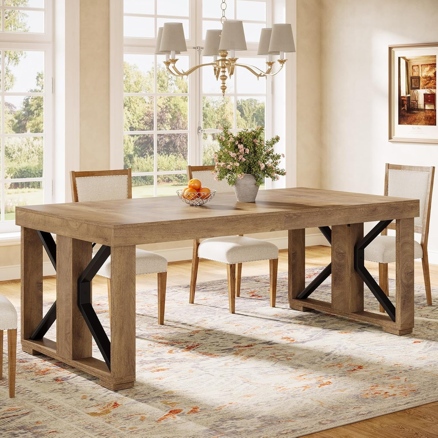 Tribesigns 70.87" Rectangular Dining Table for 6-8 People, Farmhouse ...