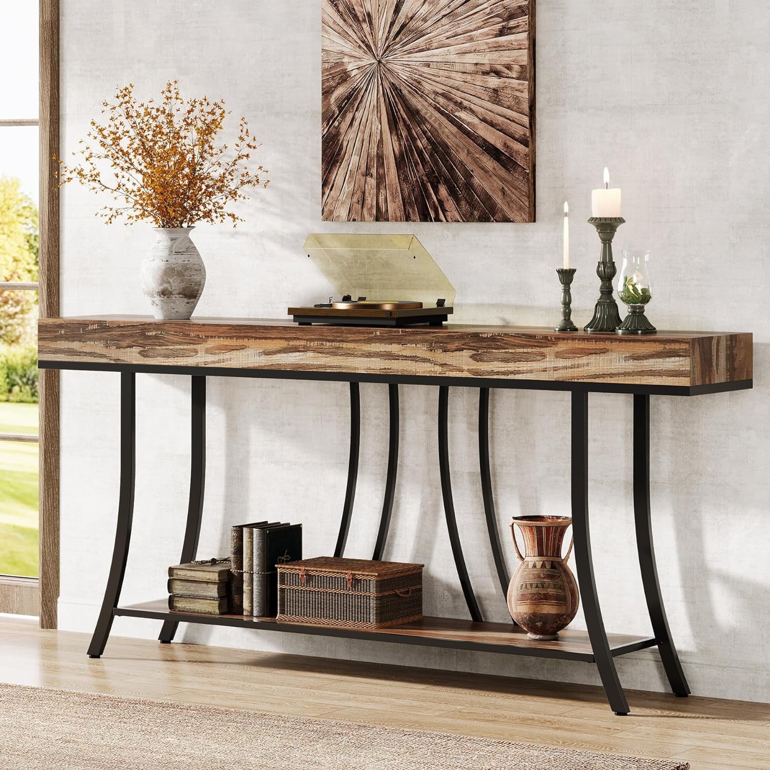Tribesigns Extra Long Console Table, 70.9 Inch Sofa Table with 2-Tier ...