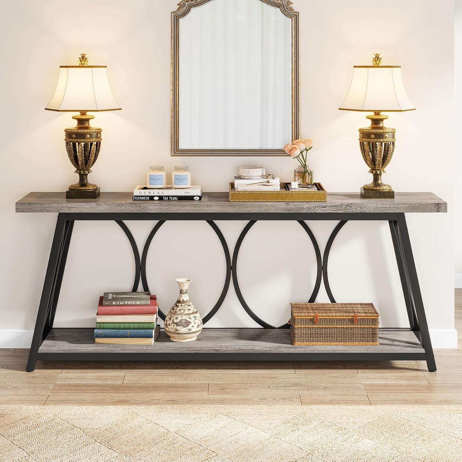 Tribesigns 70.9" Extra Long Console Table, Industrial Wood Narrow Sofa ...
