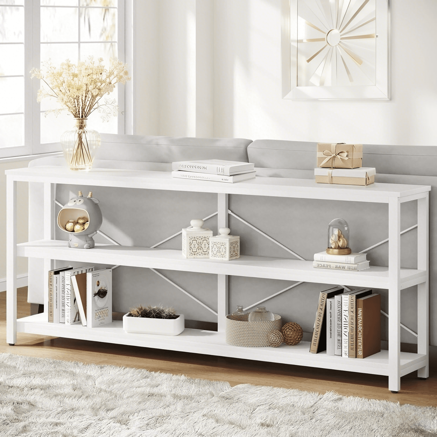 Tribesigns 70.9-Inch Console Table, 3-Tier Industrial Sofa Table with ...