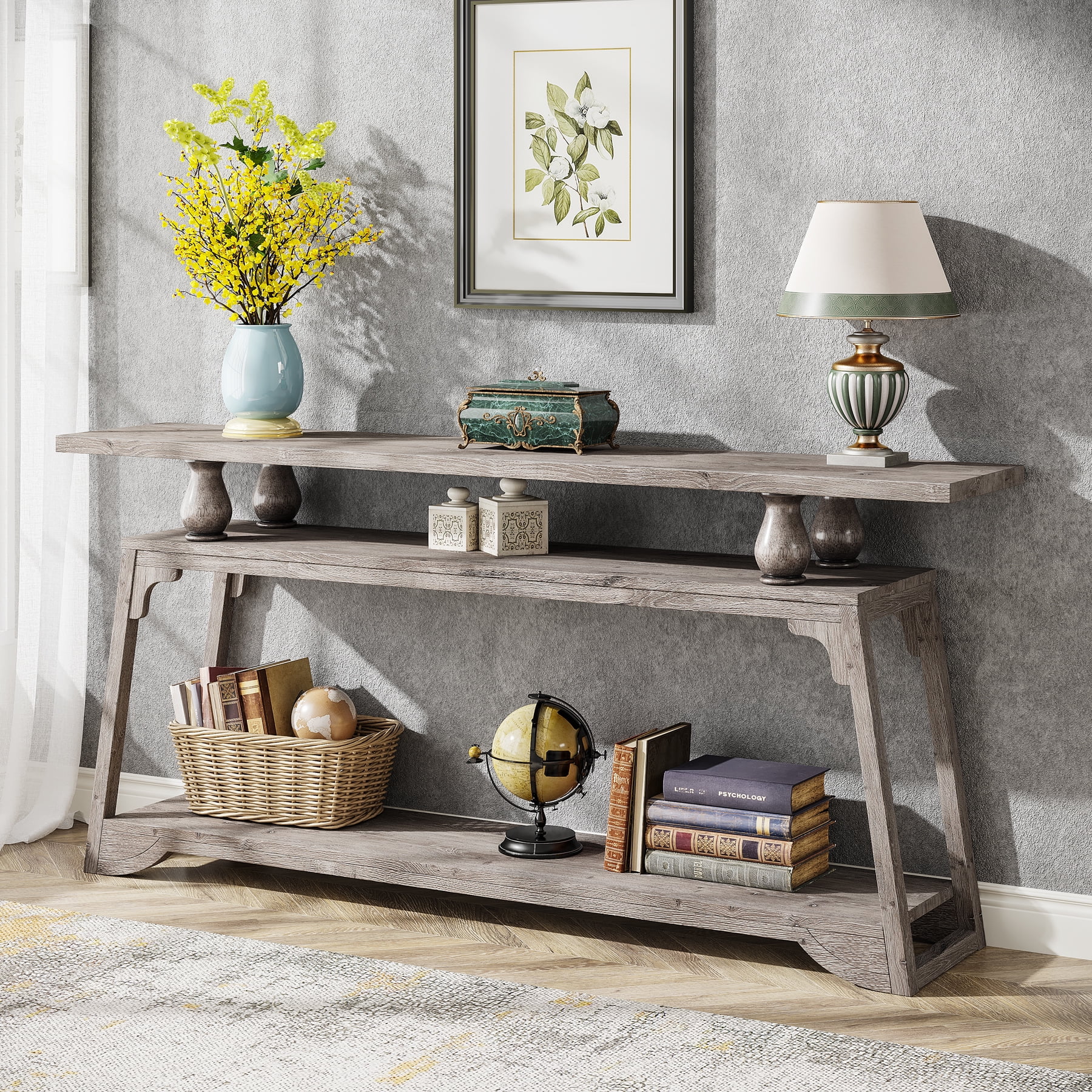 Tribesigns 70.9 Inch Extra Long Console Table, Farmhouse Wood Narrow ...