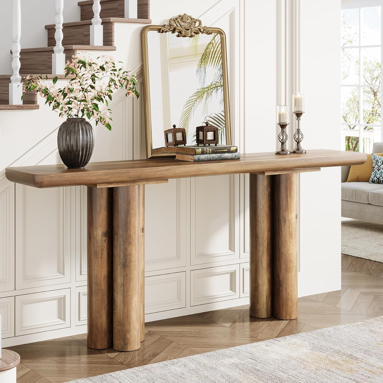 Tribesigns 70.9-Inch Extra Long Console Table, Farmhouse Wood Sofa ...