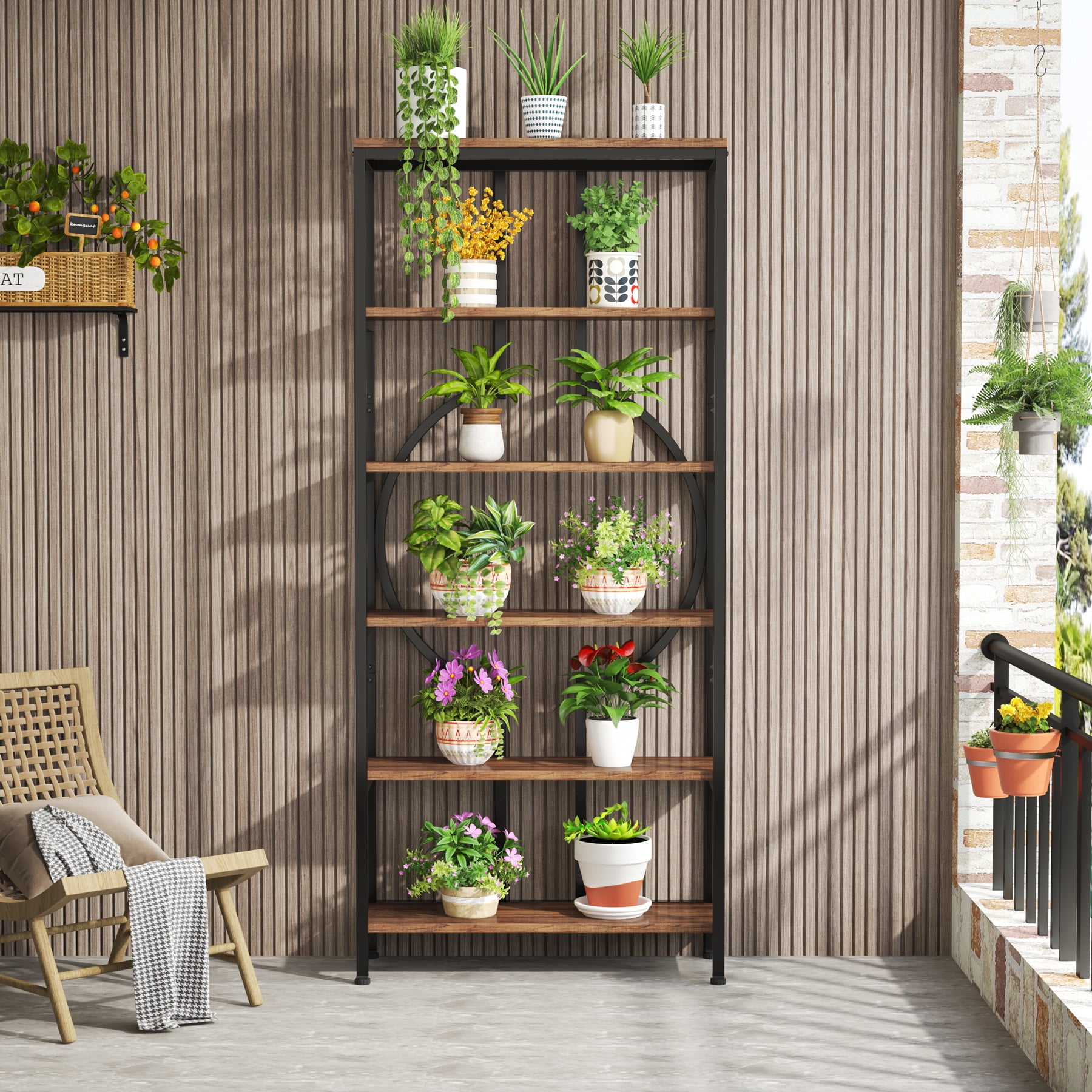 Tribesigns Industrial Bookshelf, 70.9 InchTall Bookcase with Open ...
