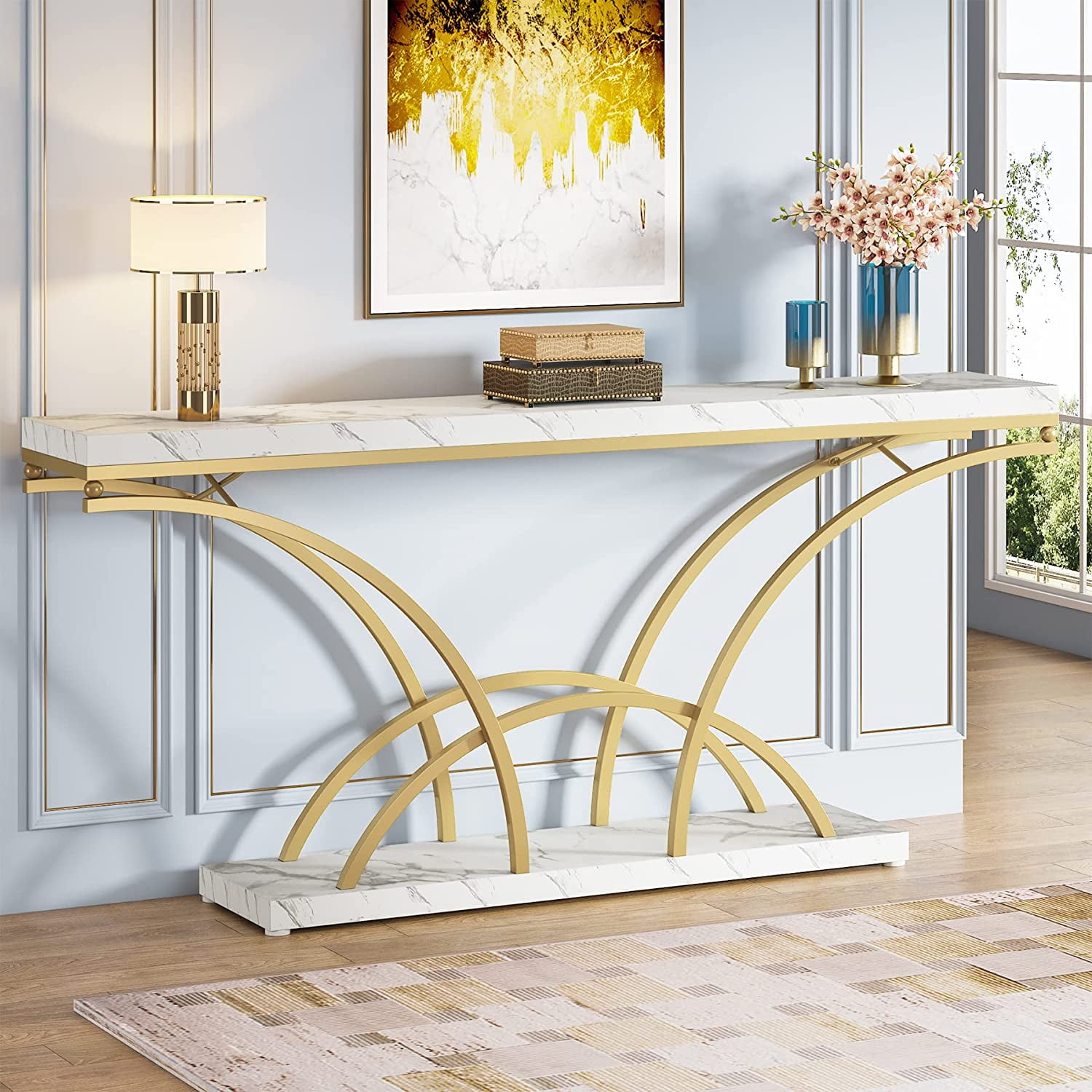 Tribesigns 70.9 Inch Long Console Table for Entryway,Gold Sofa Table ...