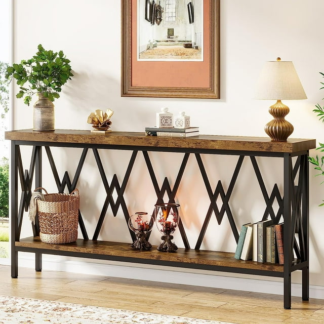 Tribesigns 70.9 Inch Narrow Console Table with Storage, Rustic TV Stand ...