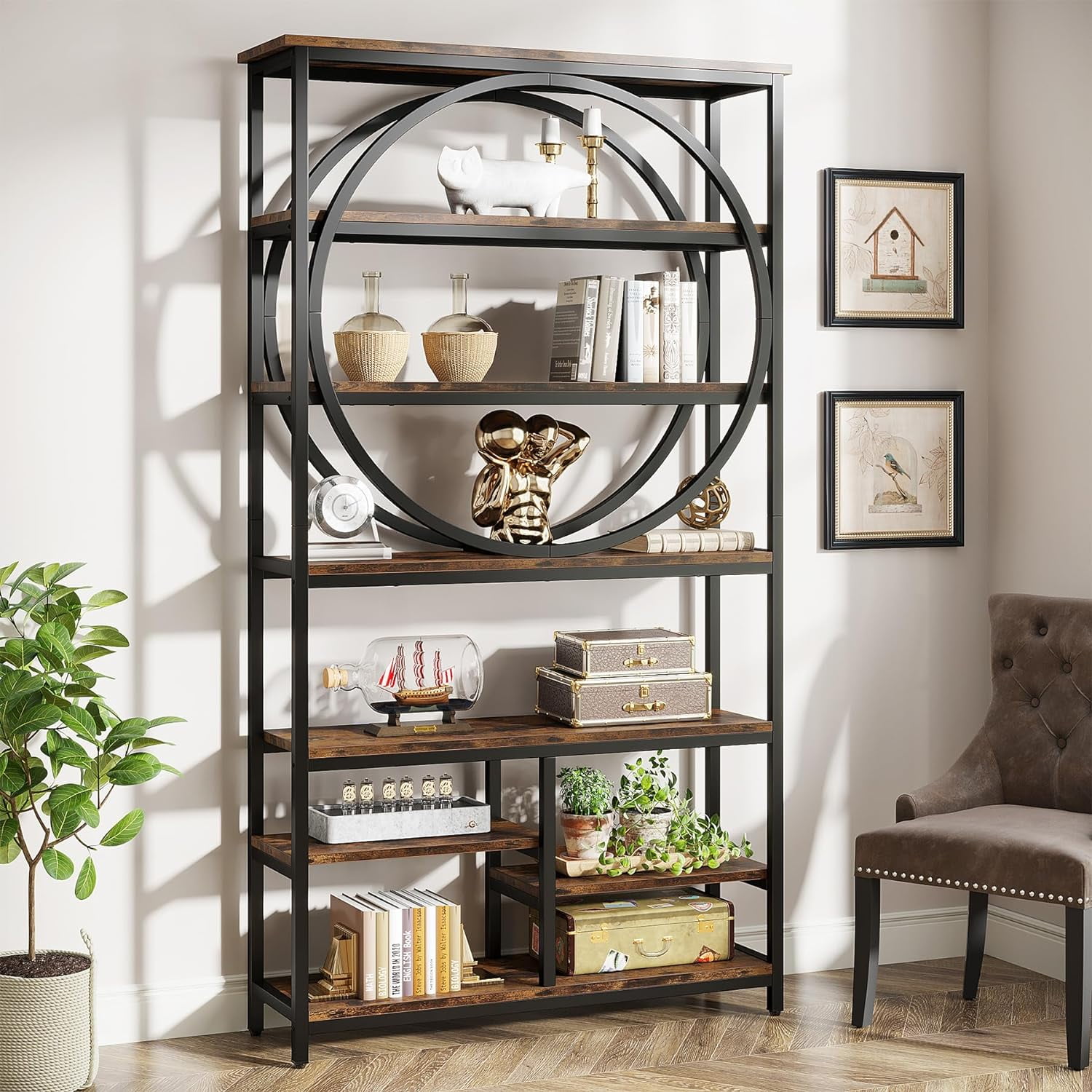 Tribesigns 70.9-Inch Tall Bookshelf, Industrial 7-Tier Bookcases with ...