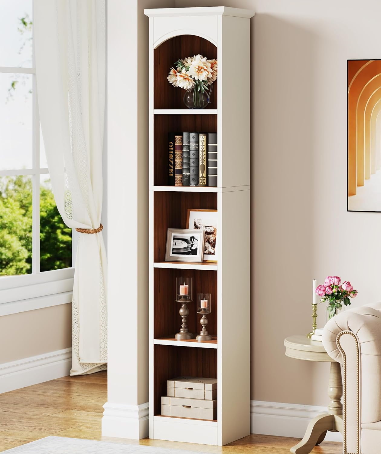 Tribesigns 70.9-Inch Tall Narrow Bookcase, 5-Tier Cube Bookshelf with ...