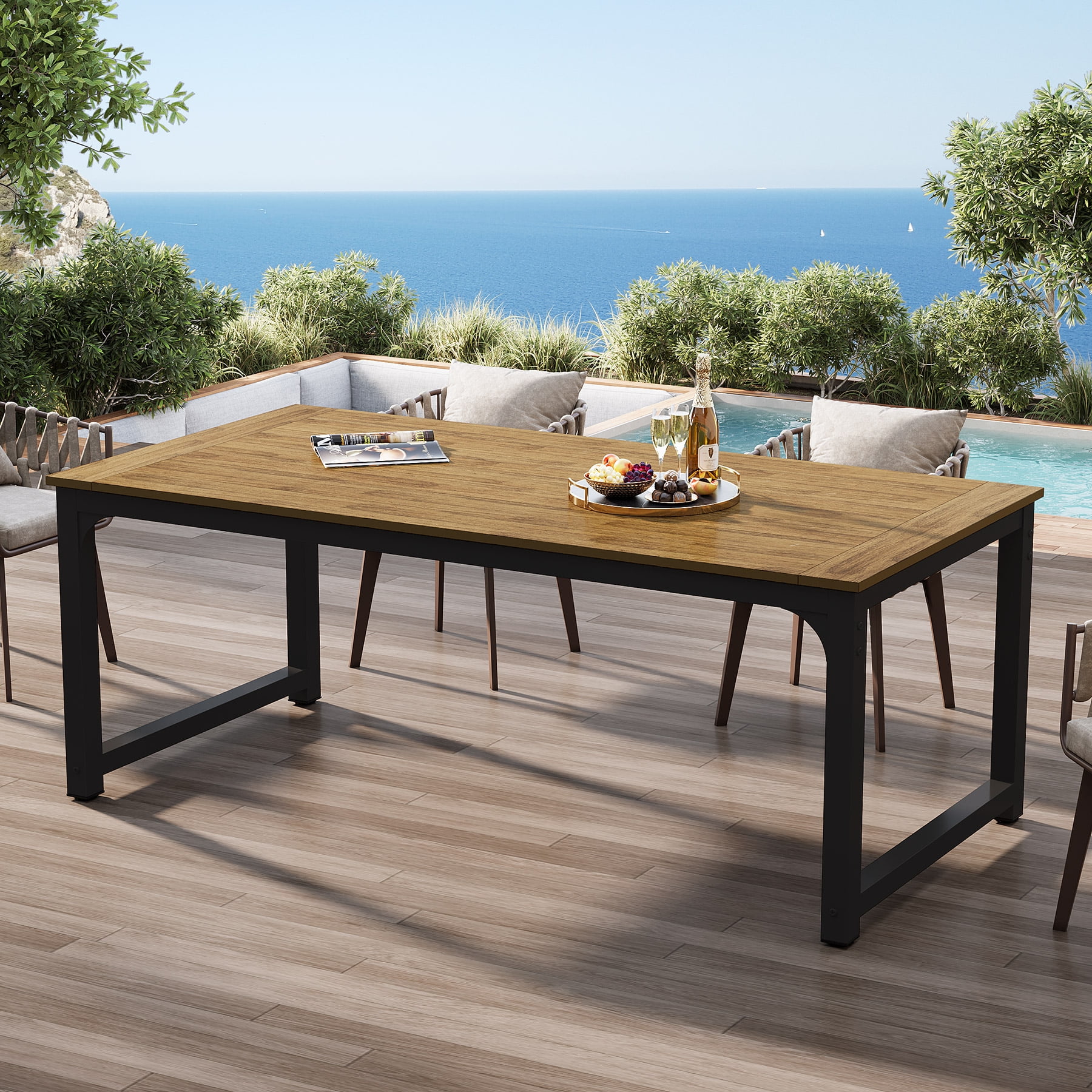 Tribesigns 70.9" Outdoor Dining Table, 6-8 Person Dining Table with WPC ...