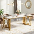 Tribesigns 70.9 inch Dining Room Table Modern White Gold Kitchen Table ...
